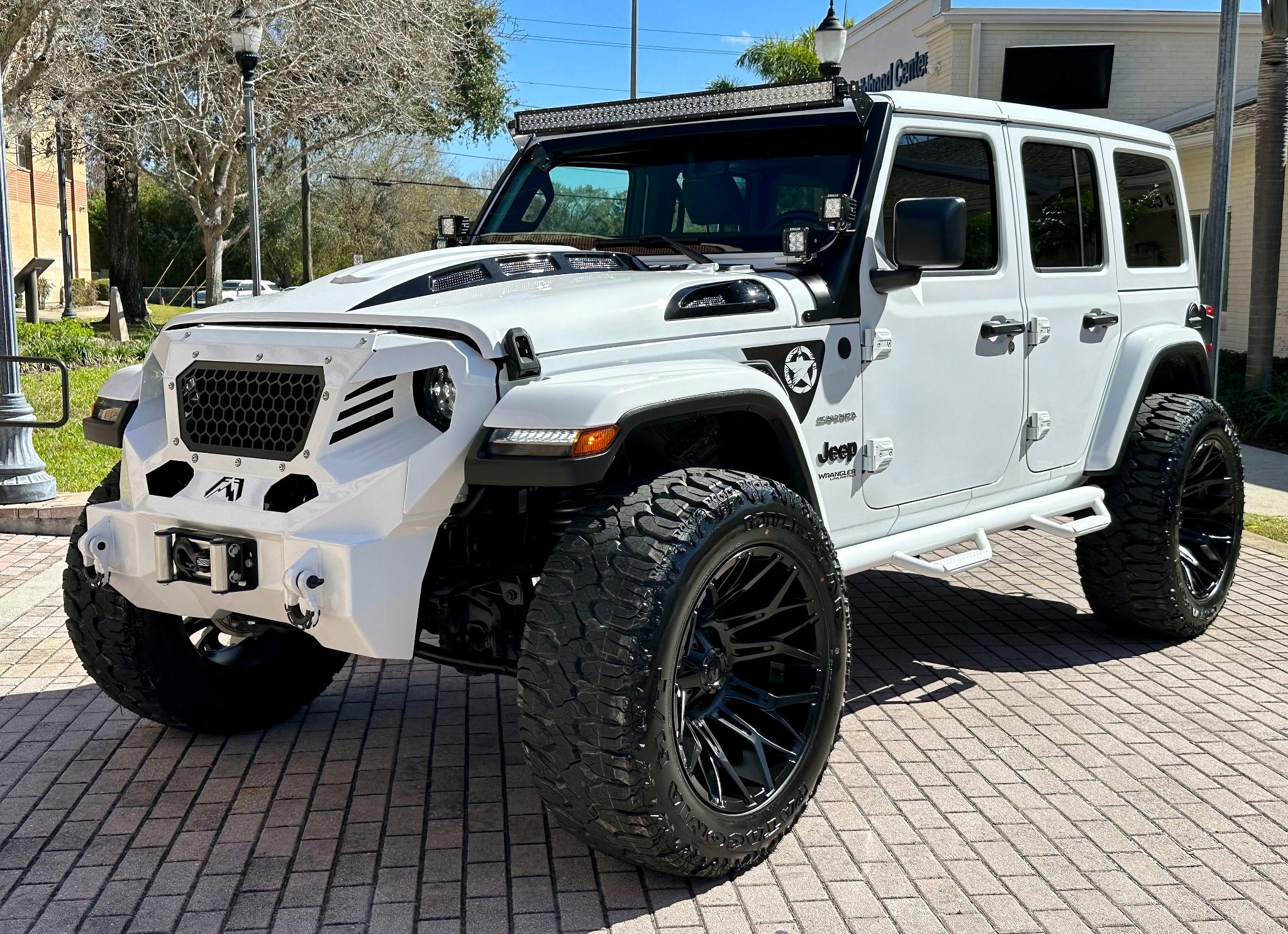 White Lifted Jeep Wrangler Sahara